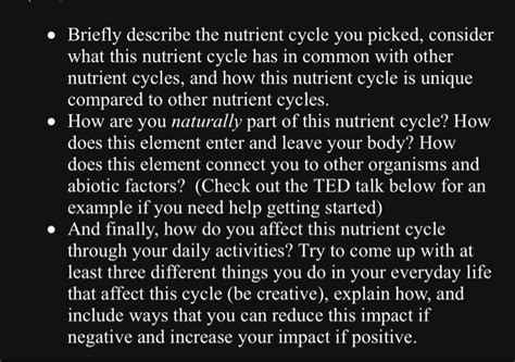 Solved Briefly Describe The Nutrient Cycle You Picked
