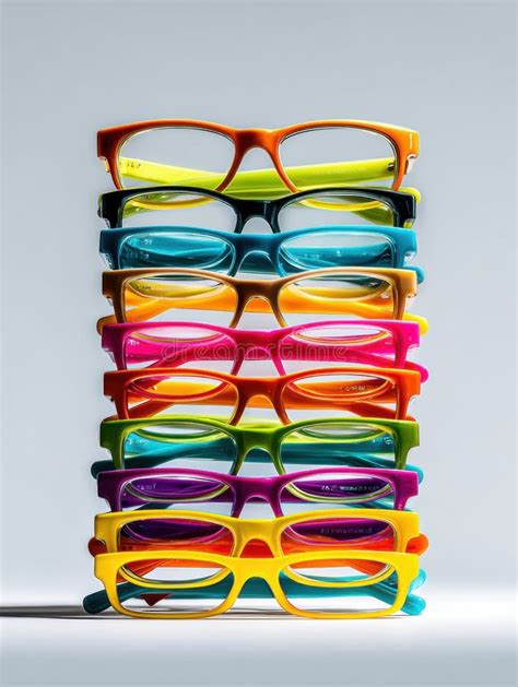 Colorful Stack Of Eyeglass Frames Arranged For An Eye Catching Display Perfect For Retail Or