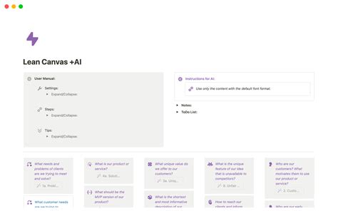 Lean Canvas AI Template Notion Marketplace