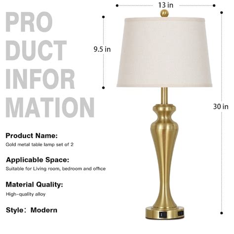 Urfurnishings Modern 295 In Gold Led Touch Table Lamp With Linen Shade
