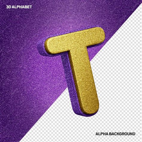 Premium Psd 3d Alphabet Letter T With Golden Glitter Realistic