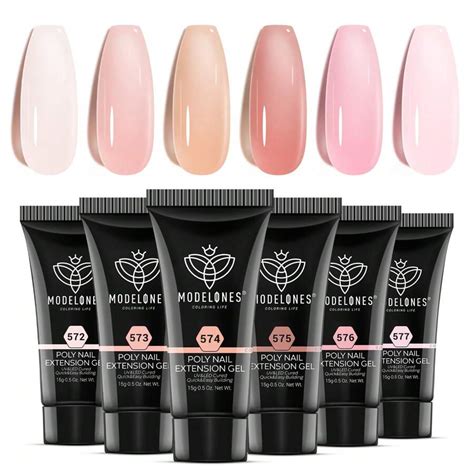 Modelones Polygel Conjunto Com 6 Cores Nude Rosa Poly Gel Unhas Auto