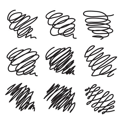 Vector Abstract Pen Sketch Random Scribbles Set Scribbles Vector