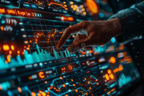 Business Analyst Interacting With Data Visualization On A Screen Stock Image Image Of Business