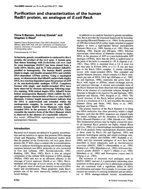 The Embo Journal 1994 Benson Pdf Dna Proteins