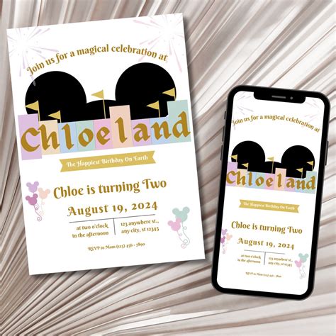 Any Age Disneyland Birthday Invitation Disneyland Birthday Canva
