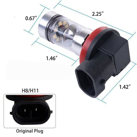 2pcs H11 H8 100w Bright White 6000k Led Fog Drl Daytime Driving Light