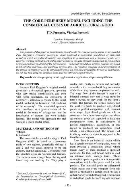 Pdf The Core Periphery Model Including The Commercial Costs Of
