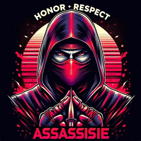T Shirt Design Of A Ninja Assassin Against A Vivid Red Sunset Premium