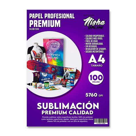 Papel Profesional Sublimacion A4 100 Hojas Nisha Online