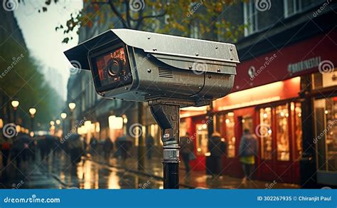 Close Up Modern Cctv Camera In Street Stock Illustration Illustration Of Surveillance