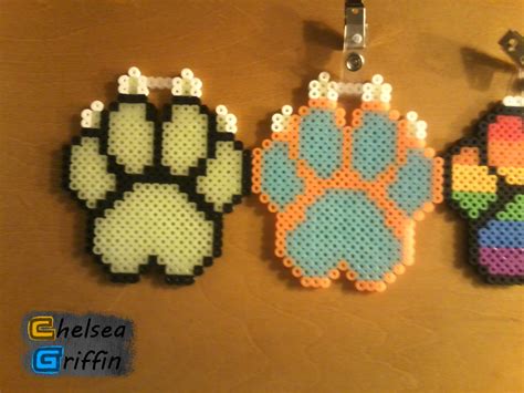Glow In The Dark Paw Print Perler Bead Badges — Weasyl