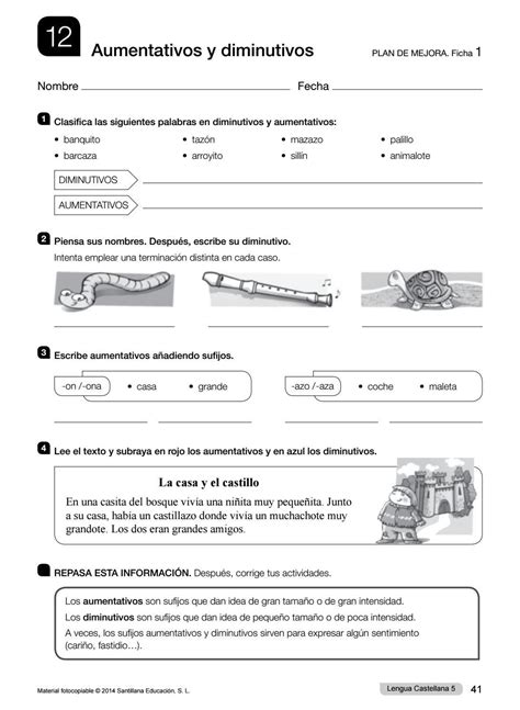 Plan De Mejora Lengua 5 Sufijos Sufijo Aumentativo Apuntes De Lengua