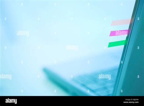 Laptop With Color Coded Tabs Stock Photo Alamy