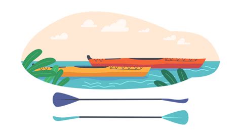 Canoe Boat In The River Illustration Free Download People Illustrations Iconscout