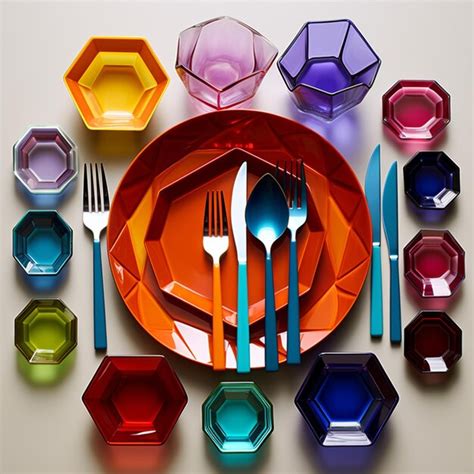 Premium Photo Mesmerizing Display Of Precisioncut Geometric Shapes Featuring Cutlery And Dishes