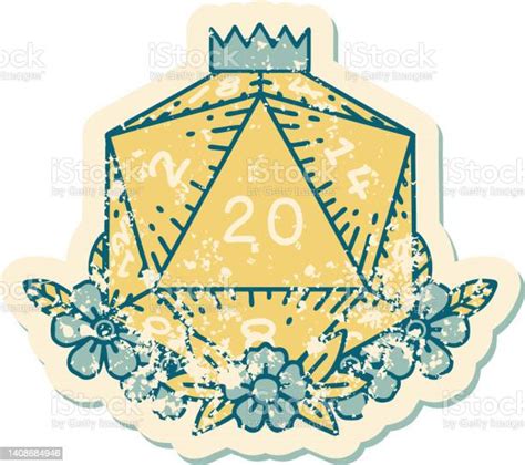 자연 20 D20 주사위 롤과 꽃 요소 그림 굴리기에 대한 스톡 벡터 아트 및 기타 이미지 굴리기 꽃무늬 문신 Istock