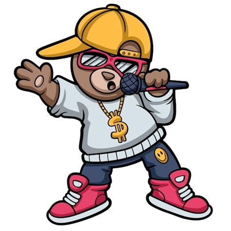 Premium Vector Bear Rapper Singing