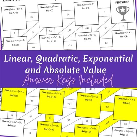 Evaluate Functions Mixed Maze Linear Quadratic Exponential And Absolute Value
