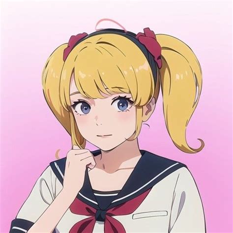 An Anime Girl With Blonde Hair And Blue Eyes Wearing A Sailor Outfit