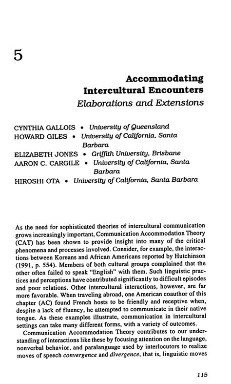 Pdf Accommodating Intercultural Encounters Elaborations And Extensions