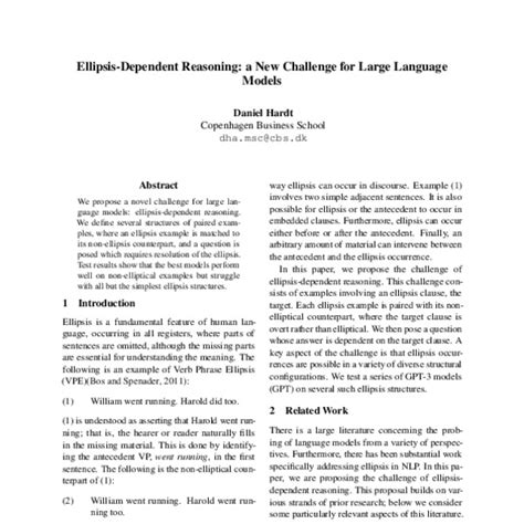 Ellipsis Dependent Reasoning A New Challenge For Large Language Models