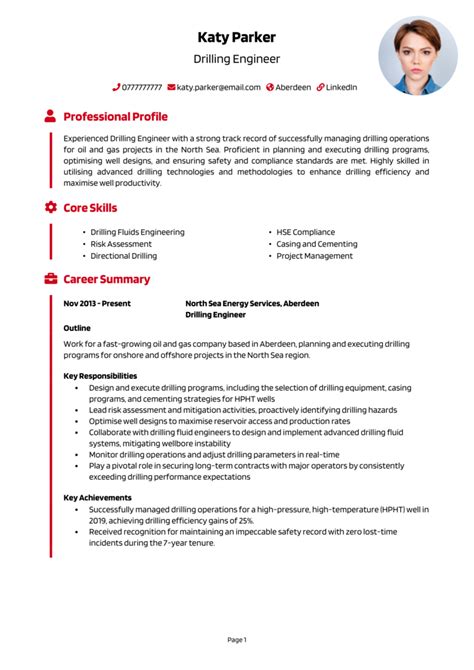 Drilling Engineer Cv Example Guide Land Top Jobs
