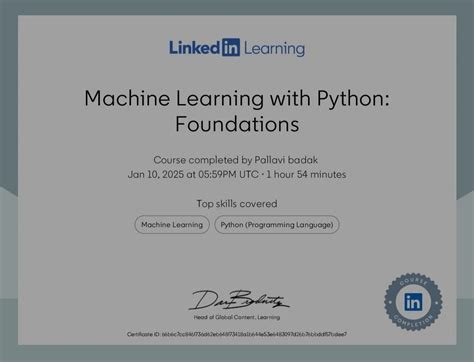 Pallavi Badak On Linkedin Machinelearning Python Datascience Linkedinlearning