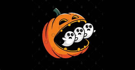 Pumpkin Pacman Eating Ghosts Pumpkin Pacman Eating Ghosts Sticker