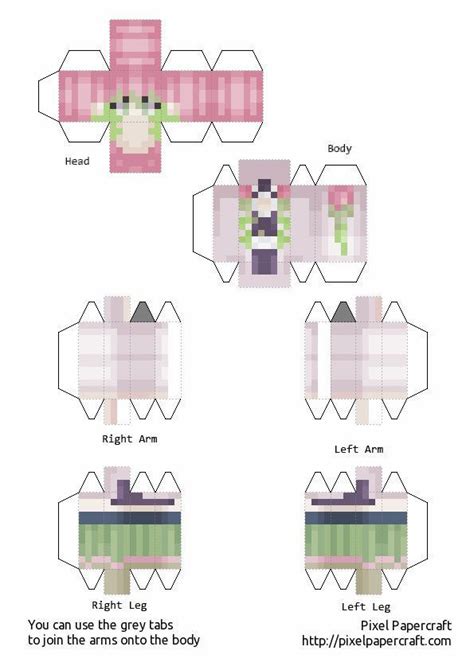 Mitsuri Minecraft 20🌸💕 Papercraft Minecraft Skin Paper Doll
