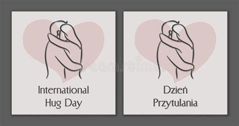 International Hugging Day Hug Day Hugging Couple Outline Polish And