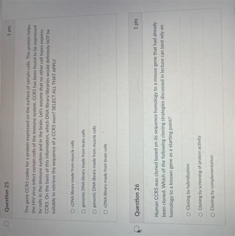 Solved The Gene Ccr5 Codes For A Protein Expressed On The