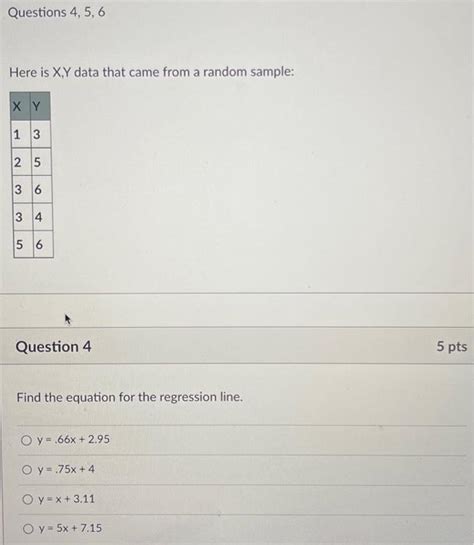 Solved Here Is X Y Data That Came From A Random Sample Chegg Com