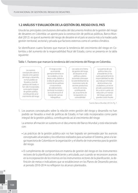 Plan Nacional De Gestión Del Riesgo Una Estrategia De Desarrollo 2015