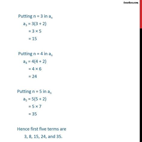 Ex 8 1 1 Write First Five Terms An N N 2 Chapter 9