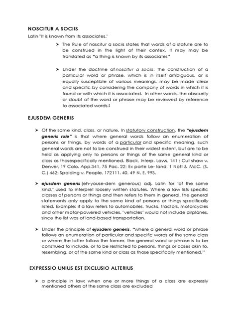 Noscitur A Sociis Generis Rule Is That Where General Words Follow An