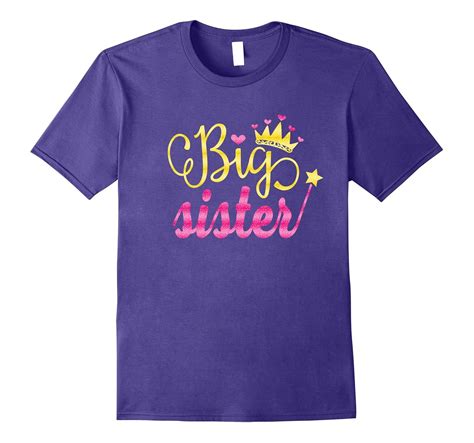 Big Sister Shirt Pink Gold Crown Hearts Design