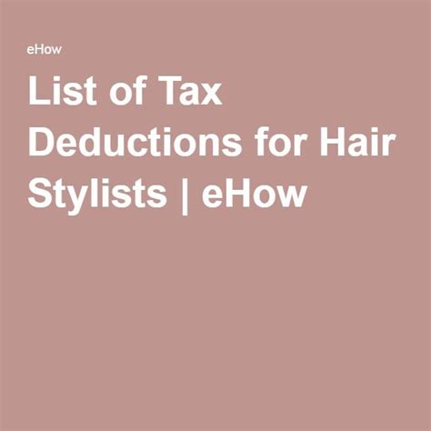 Hairstylist Tax Deductions Sheet