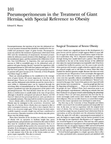 Pdf Abdominal Wall Hernias Pneumoperitoneum In The Treatment Of