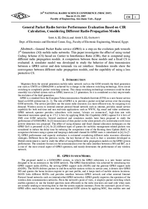 Pdf General Packet Radio Service Performance Evaluation Based On Cir Calculation Considering