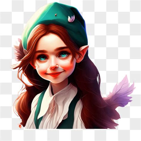 Descarga Alegre chica de dibujos animados con largo cabello castaño y