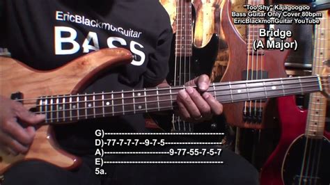 TOO SHY Kajagoogoo Isolated Bass Guitar Cover/Lesson +TABS A440 80bpm @ericblackmonmusicbass9175 ...