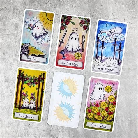 Snapklik Mrdiyshisha Cute Ghost Tarot Deck 79 Funny Tarot Cards