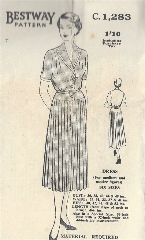 1950s Vintage Sewing Pattern B40 DRESS R753 The Vintage Pattern Shop