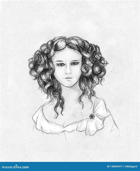 Curly Headed Girl Portrait Stock Illustration Illustration Of Eyes