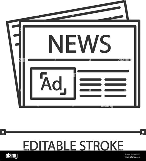 Newspaper Advertising Linear Icon Thin Line Illustration Print