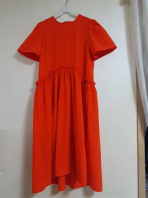 오렌지 스판 롱 원피스 55~66 색 진하게 나옴 헬로마켓