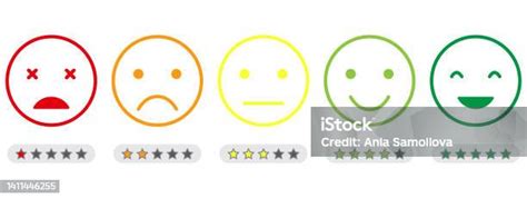 별 선 아이콘이모티콘 피드백 배율 행복한 좋은 얼굴에서 분노와 슬픈 개념에 고객 분위기 이모티콘 피드백 고객 만족도 수준 조사 격리된 벡터 일러스트레이션 고객 중심에 대한