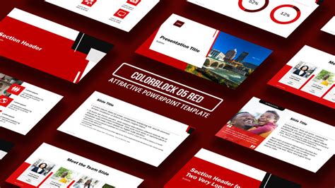 Colorblock Powerpoint Template 05 Ruby Citrine