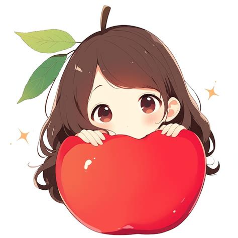 Premium Photo Cute Apple Anime Style